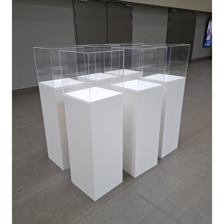 Hooded Glass Display Case Hire Berlin, Pedestals & Showcases